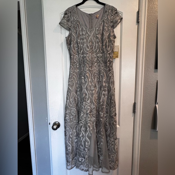 Reba | Dresses | Elegant Gray Lace Evening Dress | Poshmark